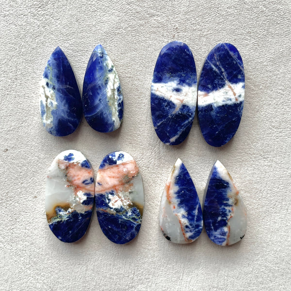 Sodalite Cabochon Pairs Smooth - Choose your Pair (W11) – Coffee + Gems